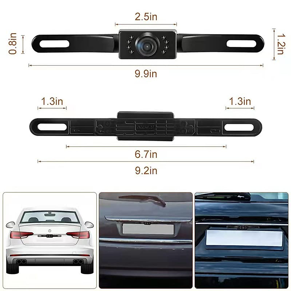 IHEX Auto License Plate Backup Camera Rear View Backup Camera Universal Backing Camera License Plate for Pickup Truck Car SUV 149° Perfect Angle Night Vision Waterproof