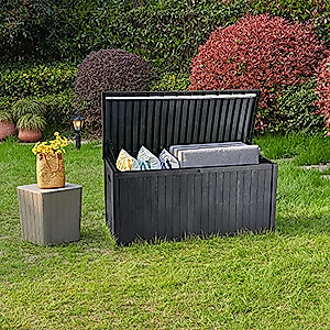 YITAHOME Large Deck Box,Outdoor Storage Container 114 Gallon for Outdoor Pillows, Pool Supplies, Garden Tools, Furniture and Sports Equipment,Water-resistant,Lockable (Black)