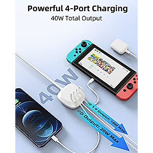 USB C Charging Station,2 USB-C(20W) Ports & 2 QC3.0 Ports USB Charging Hub Charger for iPhone 14 Series/13/13 Mini/13pro Max/12/12 Mini/12Pro/12 Pro Max/11/11 Pro iPad AirPod,Smart Phone,Multi Devices