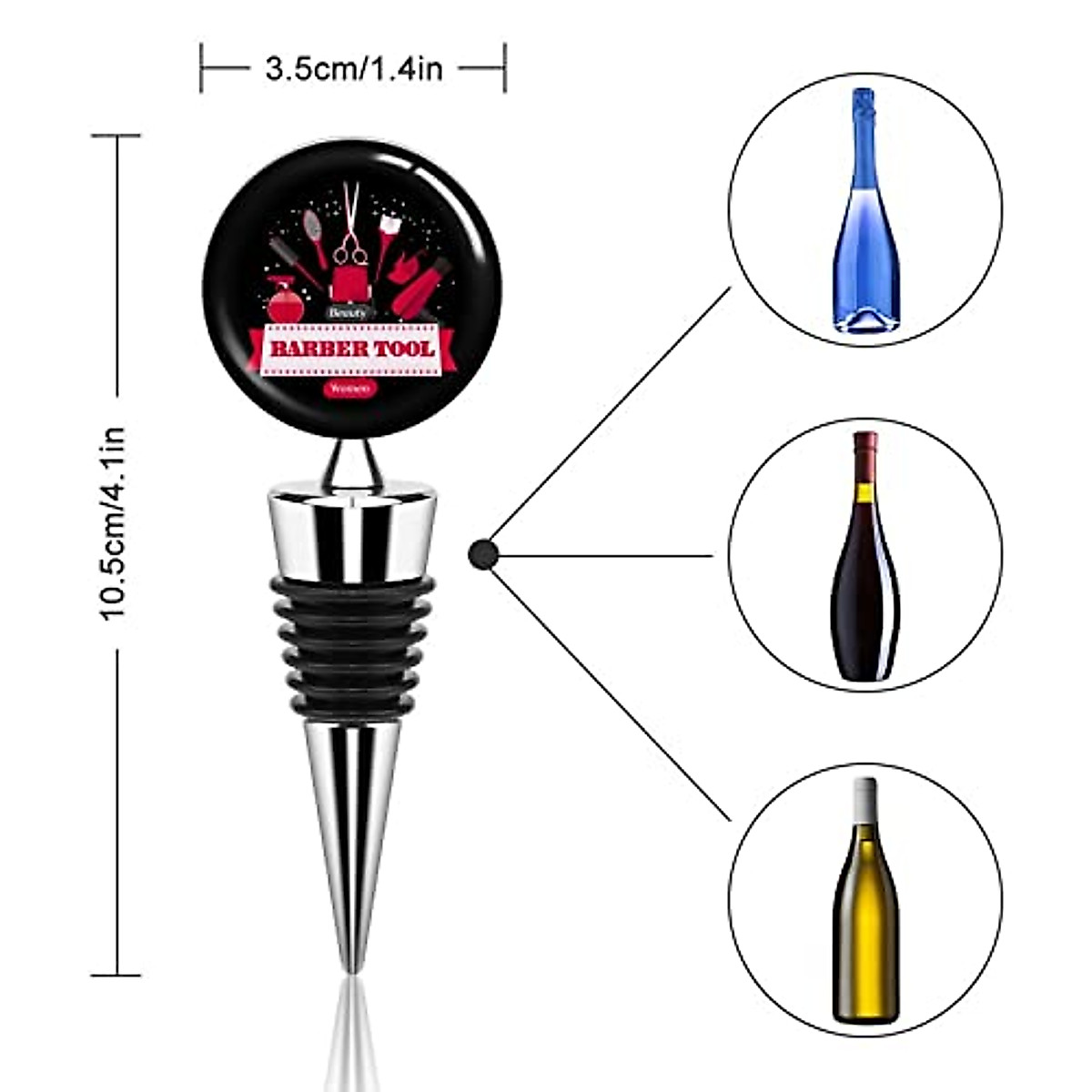 Hair Stylist Barber Tool Wine Bottle Stoppers Reusable Plug Wine Saver Corks for Beverage Holiday Party Kitchen Decorative