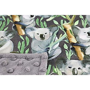Baby Car Seat Canopy Cover - Bamboo Koala Bears with Grey Minky Dot