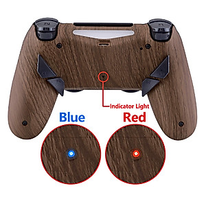 eXtremeRate Wood Grain Patterned Dawn Programable Remap Kit for PS4 Controller with Upgrade Board & Redesigned Back Shell & 4 Back Buttons - Compatible with JDM-040/050/055 - Controller NOT Included