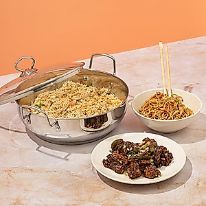 Vinod Cookware Stainless Steel Kadai with Lid 3.7 Liters, IKD 26