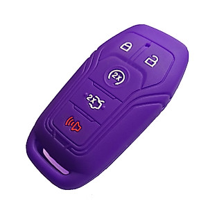 Qty(2) Alegender 5 Buttons Rubber Smart Key Cover Jacket Glove Holder for Ford Fusion Explorer F-150 Mustang Lincoln MKZ MKC Fob Remote