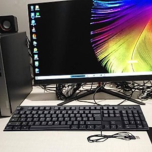 HEVIRGO 108Keys, Universal Keyboard,Wired Gaming Keyboard,Wired Keyboard, Multiple Languages Ergonomic USB Wired Keyboard for PC Laptop - Black A,Computer