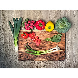 Mountain Woods Large Brown Hand Crafted Live Edge Cutting Board | Serving Tray made Solid Acacia HardWood | Charcuterie Board | Chopping Board for Vegetables, Fruits and Meat | Cheese Board - 18"