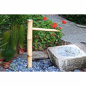Bamboo Accents 36” Tall Outdoor Water Fountain with Pump, Easy Install in Pond or Garden, Handmade Smooth Natural Split-Resistant Bamboo