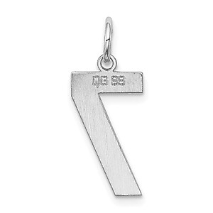Solid 925 Sterling Silver Medium Number 7 Charm Pendant - 21mm x 8mm