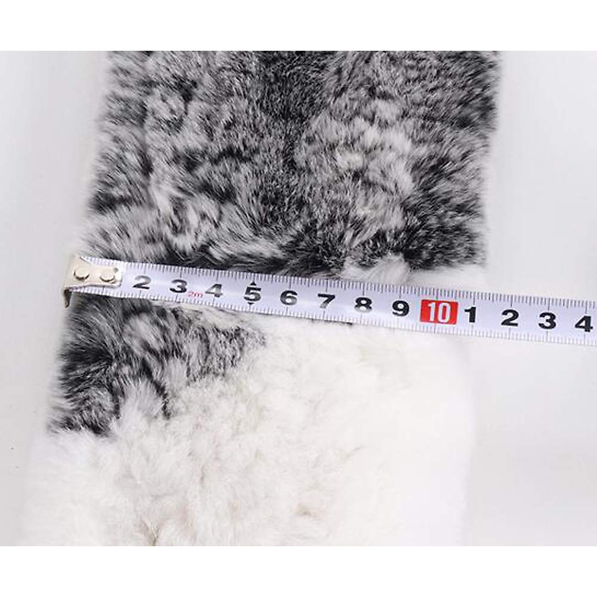 Valpeak Real Fur Scarves Women Winter Fur Neck Warmer Scarf Cold Weather Rabbit Knitted Fuzzy Fluffy (graywithred)