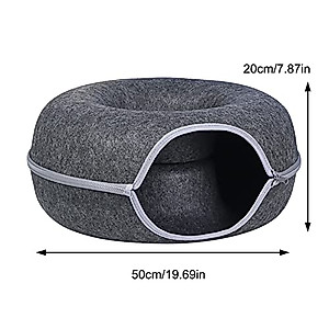 DSOPV Cat Tunnel Bed, Four Seasons Available Cat Nest, Detachable Round Felt Cat Tube Play Toy with Peek Hole, Washable Interior Cat Play Tunnel for About 9 lbs Small Pets Rabbits, Kittens, Puppy