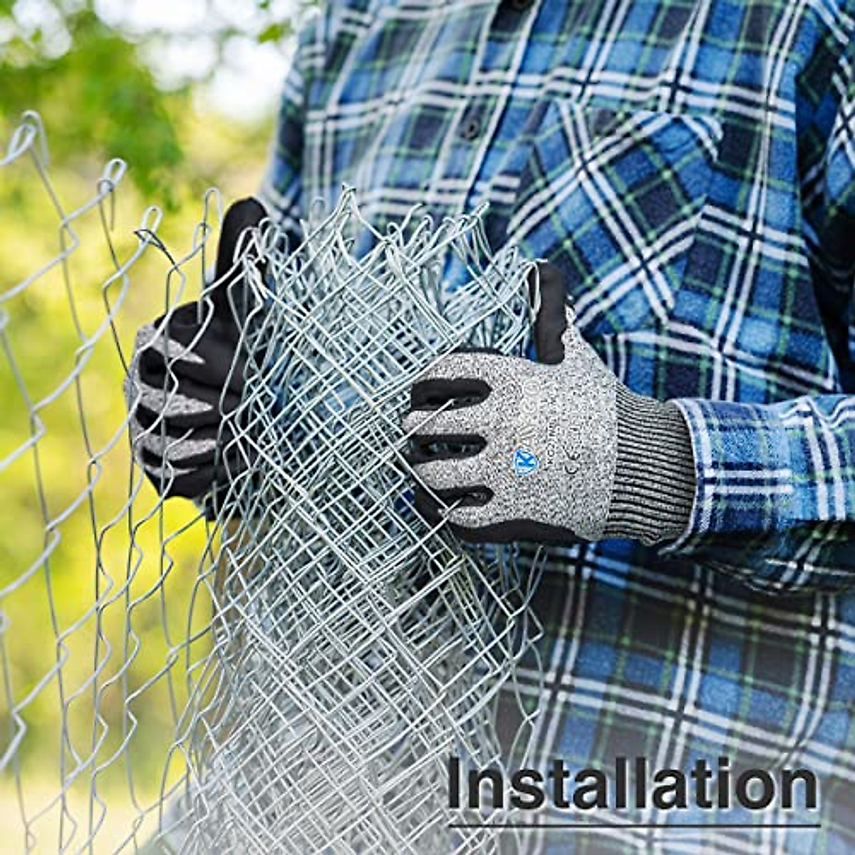 Cut Resistant Gloves, MicroFoam Nitrile Coated, ANSI Cut level A3,Superior Grip Performance,Durable, Safety Work Gloves For Men and Women, Ideal for General Duty Work, KG21NB, 2 Pairs Grey, Large