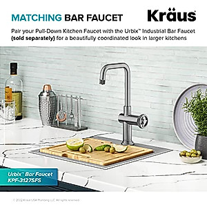 KRAUS Urbix Industrial Pull-Down Single Handle Kitchen Faucet in Spot-Free Stainless Steel, KPF-3126SFS