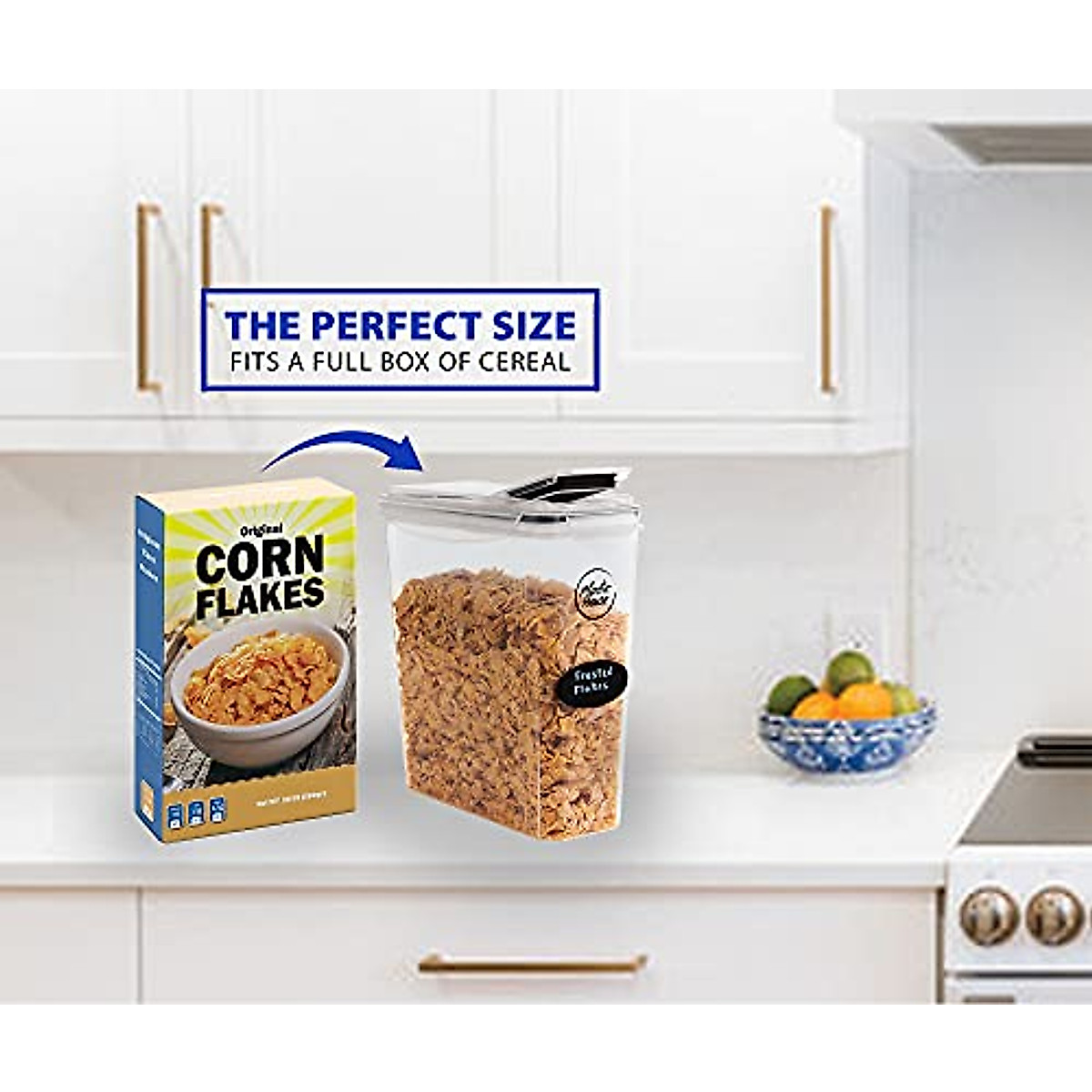 PLASTIC HOUSE Large Cereal Containers Storage Set Dispenser Approx. 4L FITS FULL STANDARD SIZE CEREAL BOX, Airtight Cereal Container Set For Maximum Freshness, BPA-FREE Large Cereal Storage Container