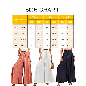 Wanzetaly Women's 2023 Fashion Casual Wide Leg Pants Elastic High Waisted Palazzo Pants with Pockets(0084-Apricot-XL)