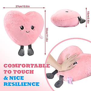 Cute Plush Pink Heart Pillow Love Pillow Cushion Toy Throw Pillows Living Heart Throw Decor Pillow Microwavable Heating Pad for Women Girl Friends Valentine's Day Kids Birthday Christmas Mother's Day