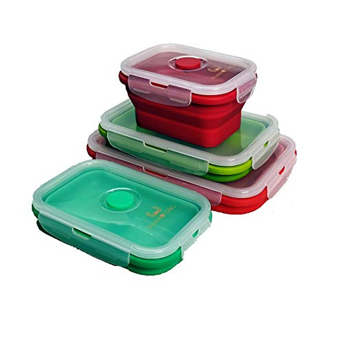 ALANIO G&G Silicone Food Storage Containers Collapsible Lunch Box Set of 4 Rectangle Microwave Foldable, BPA Free, Reusable Leak Proof, Dishwasher and Freezer Safe - Cluttered free cabinet!