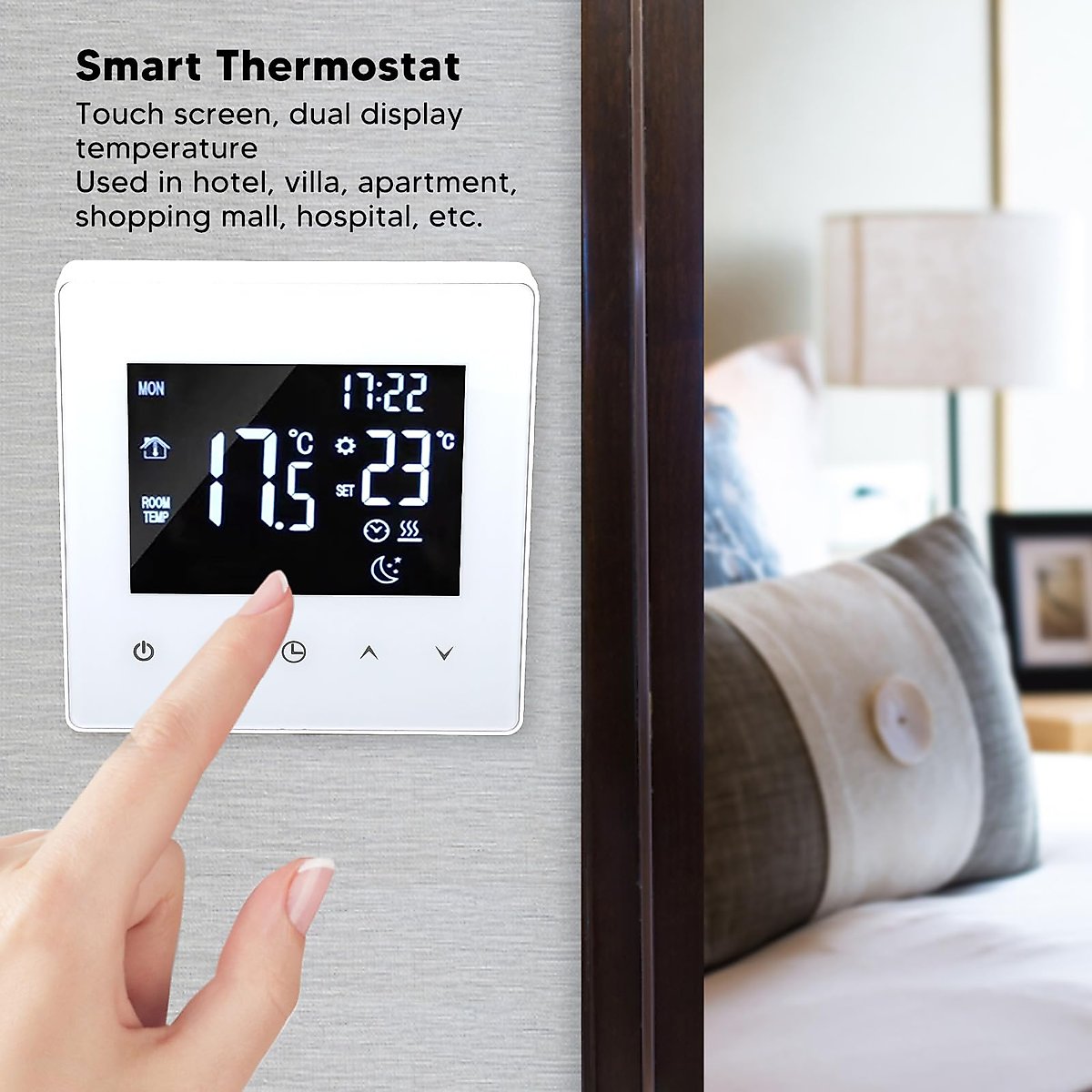 Smart Thermostat Touch Screen Constant Temperature Controller for Floor Heating Boiler AC 90‑240V (K2MRH3A)