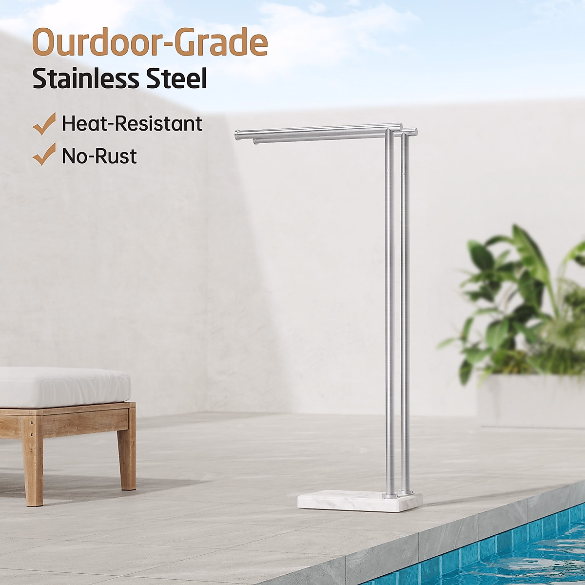 KES Free Standing Towel Racks for Bathroom, 2-Tier Towel Stand for Bathroom Floor with Weighted Natural Marble Base 3X Thicker, 18/8 Stainless Steel, Brushed Finish, BTH235-2