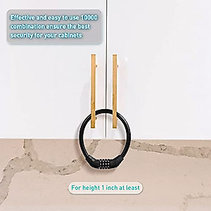 3 Pieces Fridge Freezer Refrigerator Cabinet Lock, 10000 Combinations Child Kids Safety Locks for French Doors, Safe Strap Kitchen Bathroom Doors RV No Screw Fridge Lock (Black)