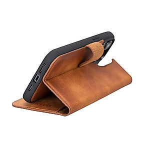 Venito Ravenna Slim Magic Leather Wallet Case for iPhone 14 Pro Max (6.7" Antique Brown)