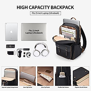 GOLF SUPAGS Travel Laptop Backpack for Women College Backpack Purse Casual Daypacks Fits 15 Inch Notebook (Black)