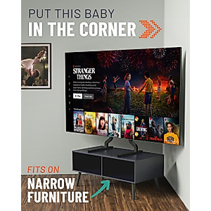 ECHOGEAR Premium Replacement TV Stand for 55"-86" Screens - Angled Feet Give Universal TV Stand Stability for QLED & OLED TVs -Easy 3-Step Install Comes w/Soundbar Isolation & Anti-Slip/Scratch Pads