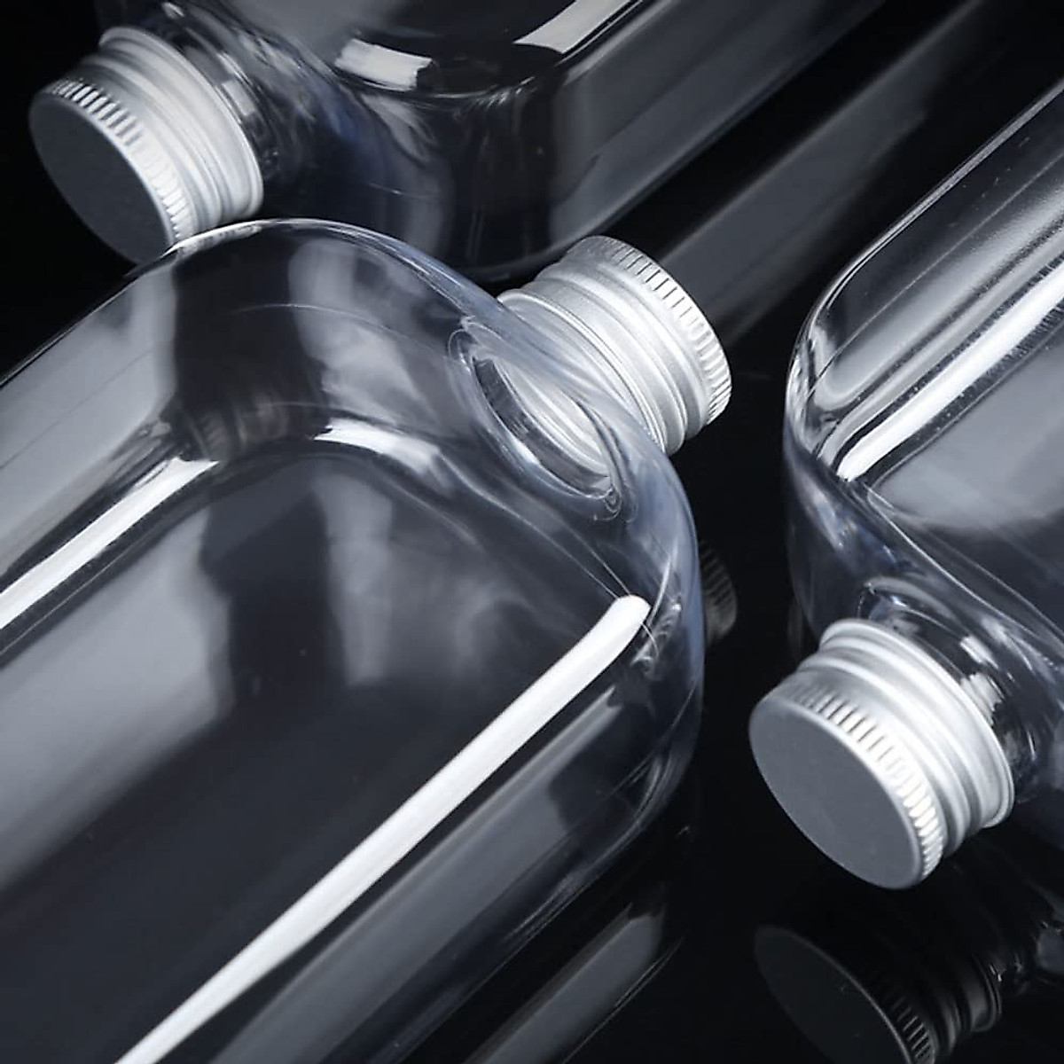 TOPJINZHIONE 2 Pack 300ml Clear Juice Bottles Plastic Juice Bottles with Tamper Seal Lids Reusable Square Drink Containers for Storing Homemade Beverages