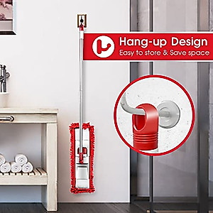 Almcmy Microfiber Mop for Floor Cleaning, 18 inch Dust Mop with 4 Washable Mop Pads, Hardwood Floor Mop with 50” Long Handle, Wet Dry Mop for Wood Laminate Tile Vinyl, 1 Extra Dirt Removal Scrubber