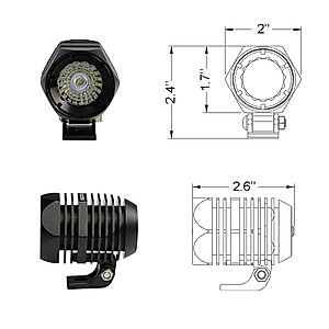 Handster Motorcycle Fog Light 2inch Cool White LED Pod Lights IP68 Waterproof Flood Auxiliary Driving Lamp 2PCS for 4x4 Off road Truck Marine and Heavy Duty