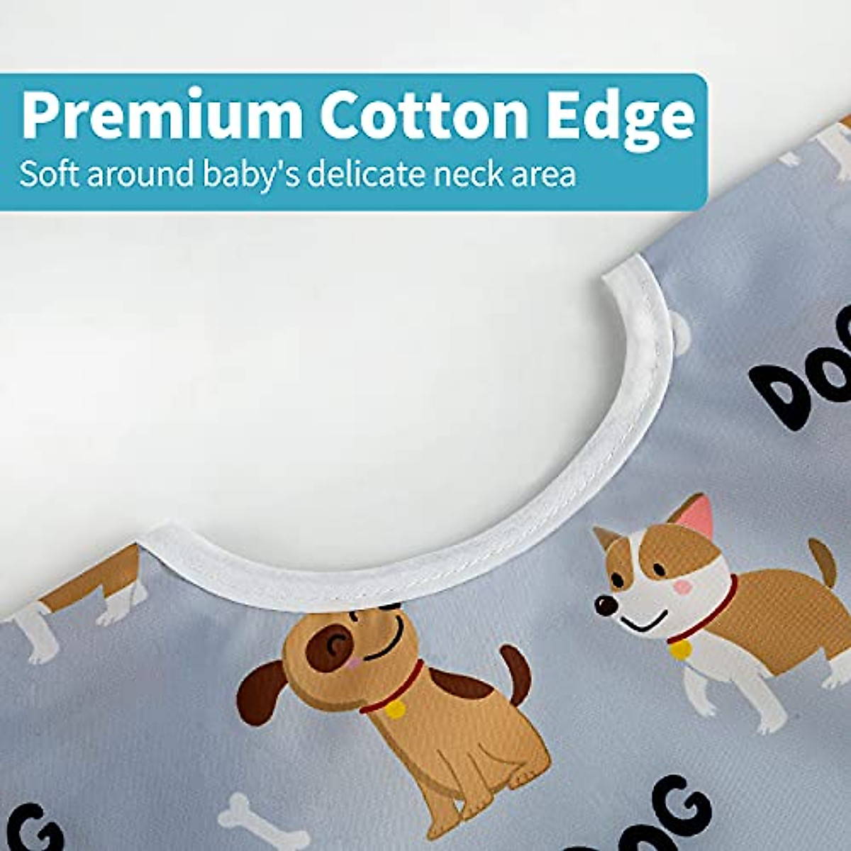 Hiverst 3 Pcs Long Sleeved Bib Set | Baby Waterproof Bibs with Pocket Bundle | Toddler Bib with Sleeves and Crumb Catcher | Stain and Odor Resistance Play Smock Apron | 6-24 Months