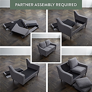 Edenbrook Jensen Upholstered - Camel Faux Leather - Furniture - Small Loveseat- Seats Two - Scoop Arm Modern Couch - Couches for Living Room