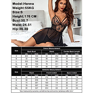 Avidlove Plus Size Lingerie For Women Lace Babydoll Chemise Floral Embroidery Lingerie Sexy Sleepwear Black XXL