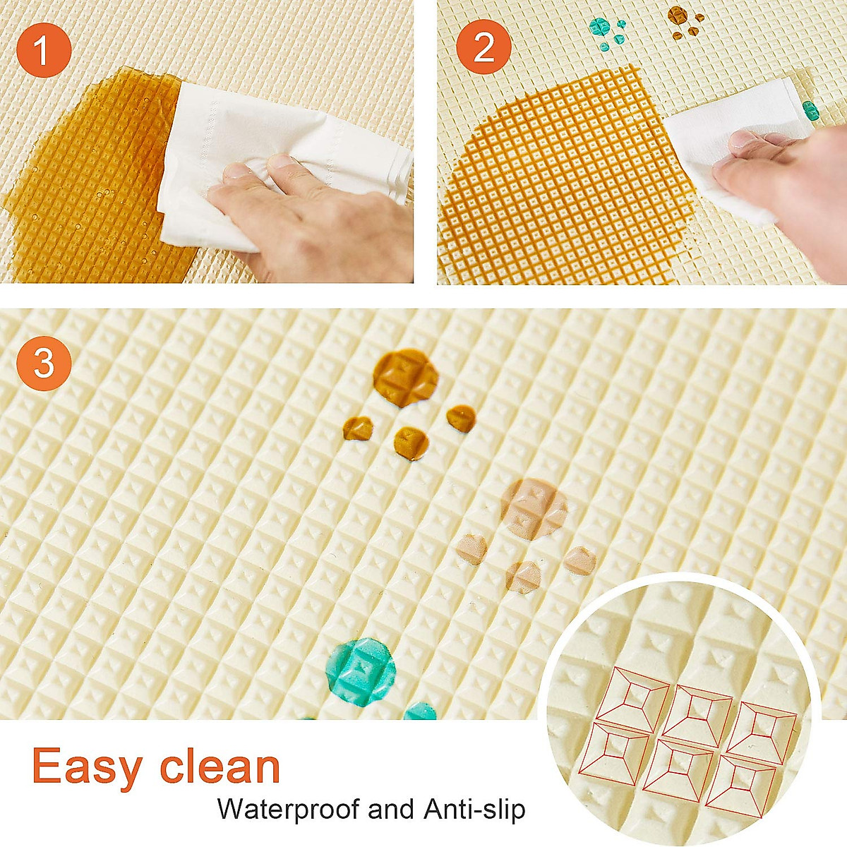 Angelbliss Play Mats for Babies - Haute Collection - Play Mat for Infants – Non-Toxic Baby Rug – Cushioned Baby Mat Waterproof Playmat – Reversible Double-Sided Kindergarten Mat (Medium - Blue)