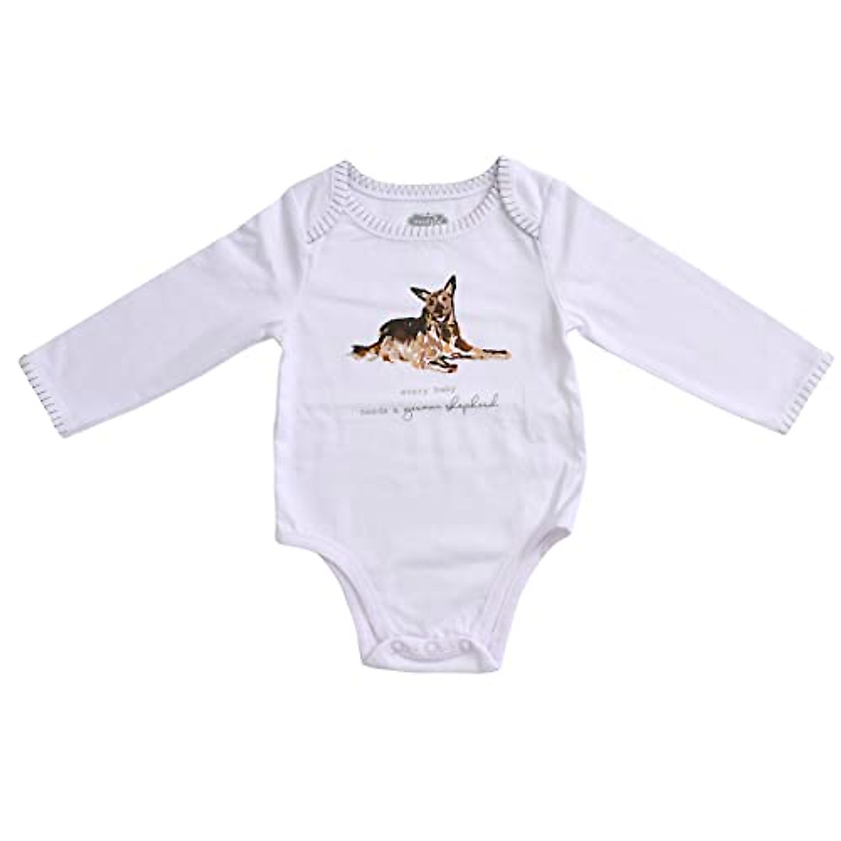Mud Pie Baby Dog Breed Bodysuit and Bib Set, German Shepherd, 0-6 Months