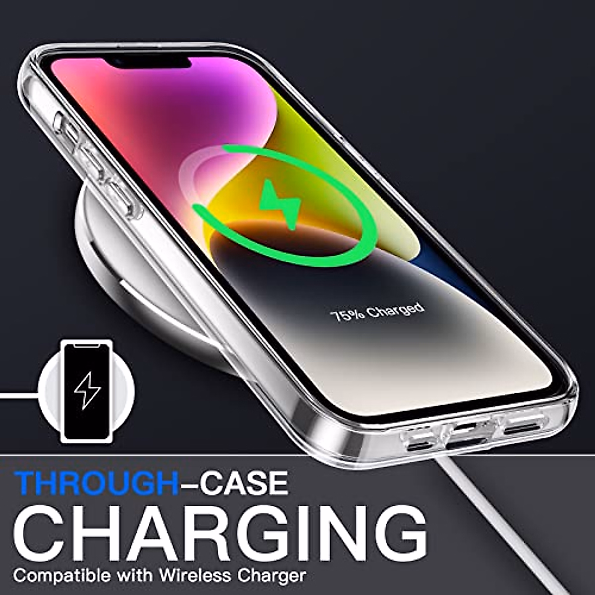 JETech 3 in 1 Case for iPhone 14 6.1-Inch, with 2-Pack Screen Protector and Camera Lens Protector, Non-Yellowing Shockproof Bumper Phone Cover, Full Coverage Tempered Glass Film (Clear)