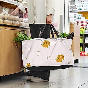 Funny Animal Print Large Capacity Laundry Organizer Tote Bag - Reusable and Foldable Oxford Cloth Shopping Bags