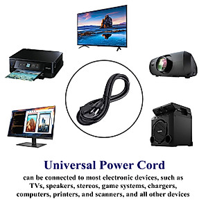 Aurum Cables UL Approved 6 Feet Universal Computer Monitor Power Cord, C13 Power Cable for Monitor, PC, Desktop, Printer, Scanner, 18 AWG NEMA 5-15P to IEC13 (6 Ft - 5 Pack)