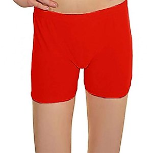 Childs Halloween Stretch Neon Red Microfiber Hot Pants Girls Fancy Dance Party Wear Shorts 9-10 Years