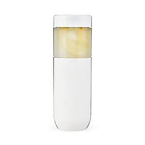 HOST Freeze Double Walled Insulated Water Bottle Freezer Tumbler with Active Cooling Gel Stainless Steel Lid and Silicone Grip, Set of 1 20 Oz Plastic Bottle, White