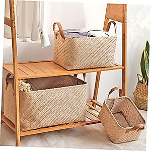 Hoement Wicker Hamper Collapsible Bin Wicker Storage Baskets Wicker Baskets Fabric Clothes Box Shelf Basket Clothes Organizer Storage Toy Organizer Home Fabric Storage Bin Storage Box