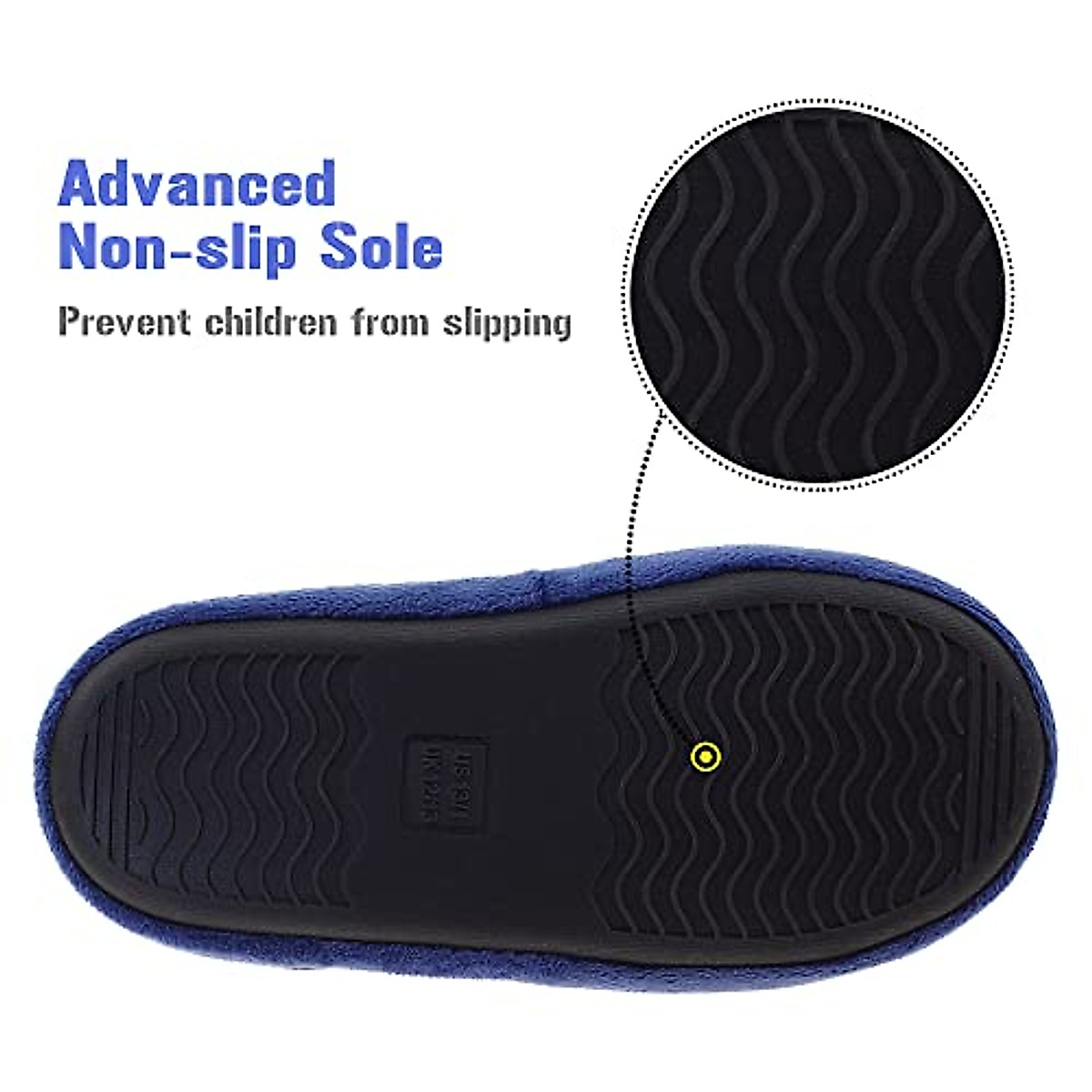 LA PLAGE Boys Slippers for Little Kid Winter Warm Indoor Slip-on Slippers Size 9-10 US Dinosaur