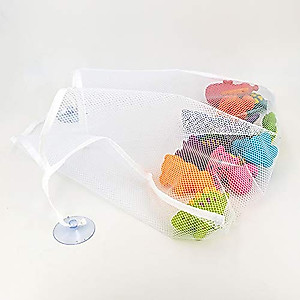 Yuehuam Bath Toy Organizer for Bathtub Hanging Mesh Toy Holder with Suction Bath Toy Storage for Tub, Bathroom Baby Toy Storage