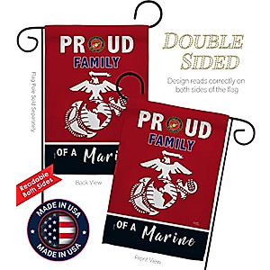 Breeze Decor Proud Family Garden Flag Armed Forces Marine Corps USMC Semper Fi United State American Military Veteran Retire Official House Banner Small Yard Gift Double-Sided, Red/Black