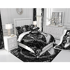 Manfei Floral Skull Duvet Cover Set Human Skeleton Couple Print Bedding Set 3pcs for Lover and Adults Gothic Comforter Cover Microfiber Bedspread Cover with 2 Pillow Cases(No Comforter) King Size