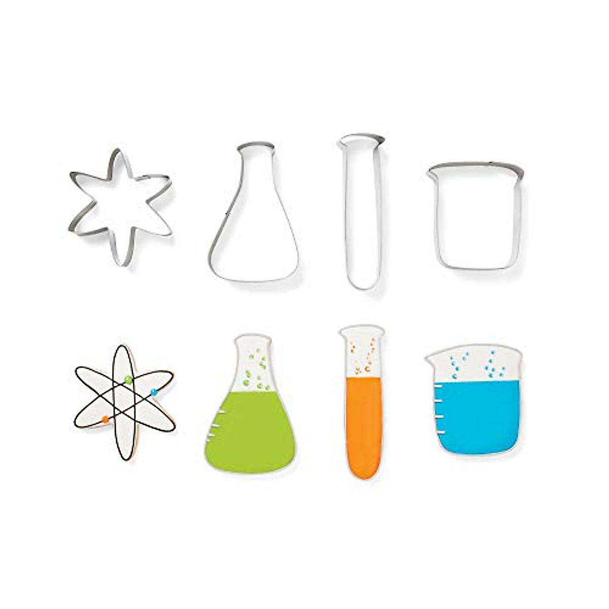 Fox Run Science Cookie Cutter Set, Chemistry Lab Cookie Cutters, Set of 4