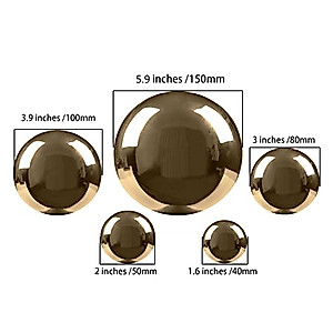 Nerien Gazing Ball, Stainless Steel Garden Mirror Globe, Polished Ornament Sphere, Hollow Floating Reflective Hemisphere, for Home Pond Outdoor Swimming Pool Decoration, Gold, 5Pcs