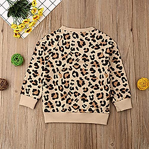Ayalinggo Toddler Little Baby Girls Boys Leopard Sweatshirt Casual Pullover Sweater Long Sleeve Shirt Blouse Tops Fall Winter Outfit Clothes (Leopard Print Sweatshirt, 4-5T)