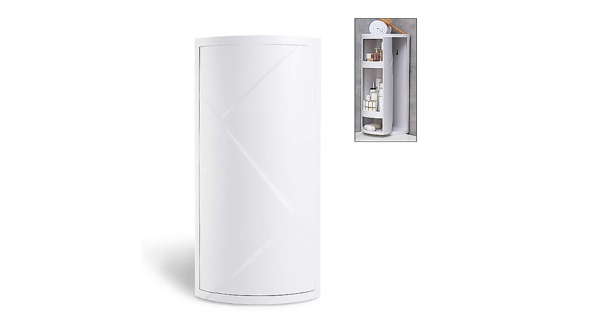 Bretoes Corner Locker: 360° Rotating Bathroom Shelf
