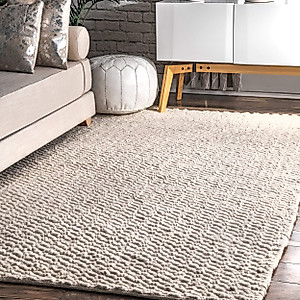 nuLOOM Glendora Hand Woven Chevron Area Rug, 8' 6" x 11' 6", Ivory
