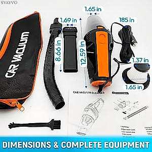 Portable Car Vacuum Cleaner High Power - 8000PA/100W/DC12V, 16.4Ft Cordless Handheld Vacuum with LED Light - Car Detailing Kit Interior Cleaner Wet Dry Vacuum Cleaner Cordless Men Car Accessories